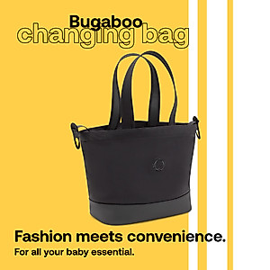 Bugaboo Changing Bag - Fashionable Diaper Bag - Stylish Functional Purse or Travel Bag - Changing Mat & 3 Clutches Included - Midnight Black