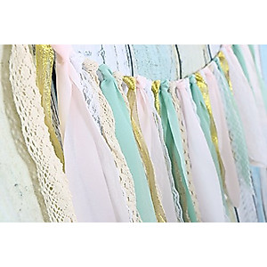 Lace Tassel Garland Fabric Garland Rag Tie Garland Shabby Chic Blush Banner Wedding Backdrop Wedding Decor Baby Shower Party Decor Home Decor Wall Hanging Boho Decor Fall Decor Birthday Banner