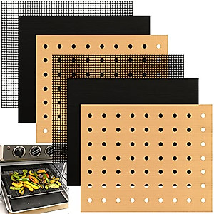 WMKGG 6 Pack Air Fryer Oven Liners Set, 9 x 11 Inch Reusable Non-Stick Toaster Oven Mats Compatible with Cuisinart, Breville, Ninja Foodi, Kalorik, Emeril Lagasse