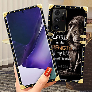 DAIZAG Case Compatible with Samsung Galaxy Note 20 Ultra,B Bible Scripture Lion Square Case Luxury Elegant Women Girls Metal Decoration Corner Retro Soft Case for Samsung Galaxy Note 20 Ultra