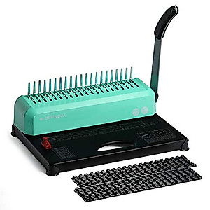OFFNOVA Binding Machine, 21-Hole 450 Sheets Paper Comb Punch Binder Machine for Letter Size / A4 / A5, Easy to Punch Handle, Adjustable Margin