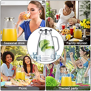 2 Pcs Glass Pitcher Water Pitcher Fridge with Lid and Handle Carafes and Pitchers Iced Tea Pitcher Hot Cold Water Heat Resistant Borosilicate Glass Jug for Water Juice Iced Tea (Simple Style,68 oz)