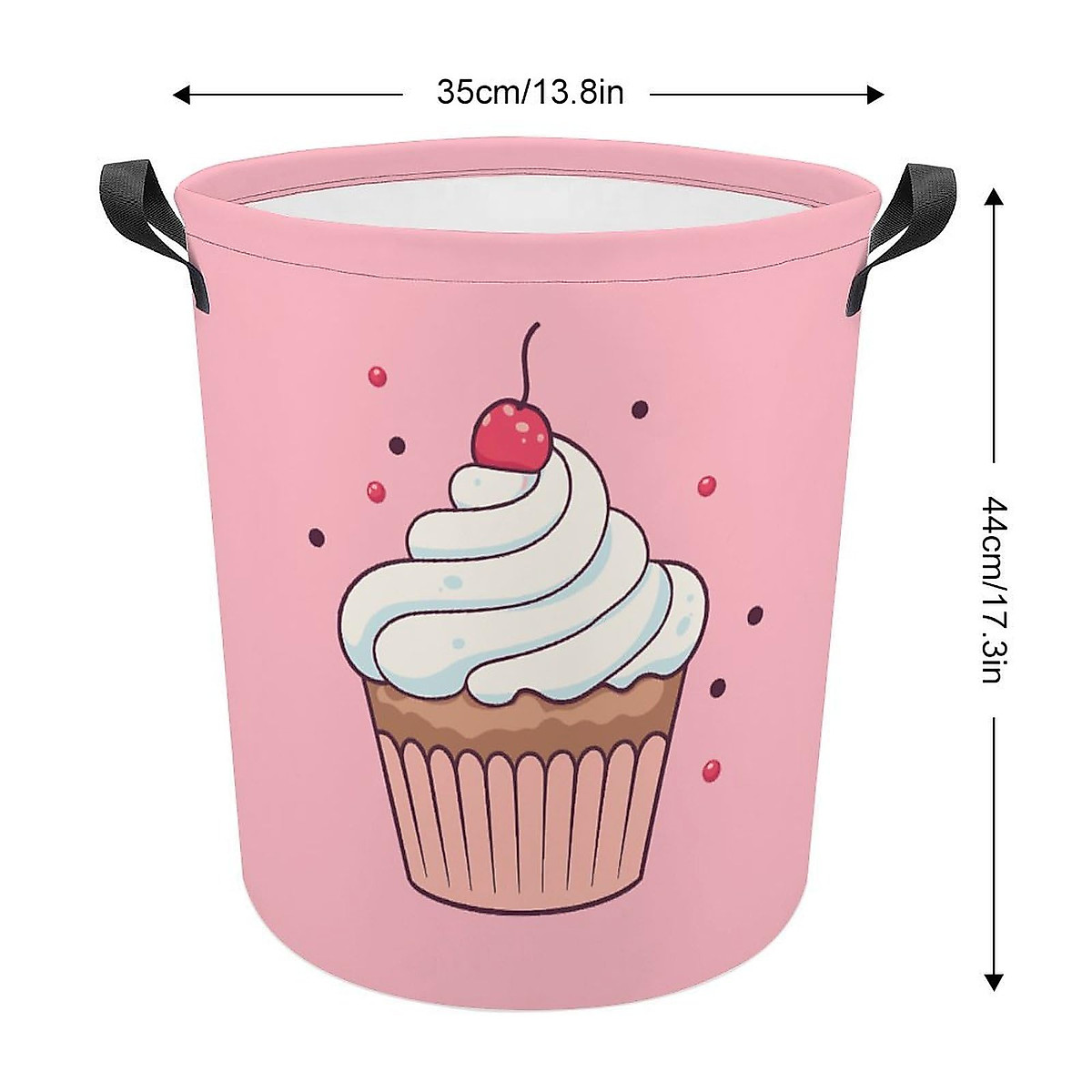 Cartoon Cup Cake Laundry Hamper with Handles Collapsible Storage Basket Laundry Basket One Size