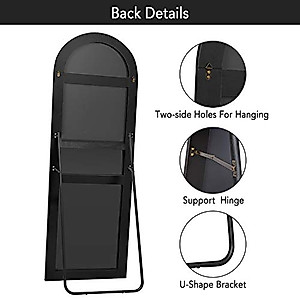 PexFix Full Length Mirror Sleek Arched-Top Standing Mirror Floor Mirror, Wall Mirror Standing, Leaning Hanging for Home, 65"x22", Black