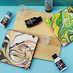 OPHIR Acrylic Pour Paint Set 22.8OZ, 3 Black & 3 White Premixed Acrylic Pouring Paint Supplies for Canvas, Rocks, Wood, Glass, Paper, Tile, Crafts and Stones