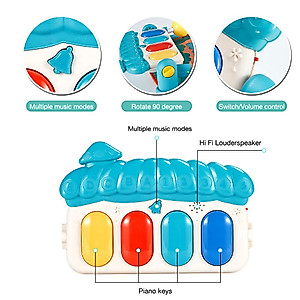 Eners Baby Gyms Play Mats Musical Activity Center Baby Piano Gym Mat Tummy Time Padded Mat for Newborn Toddler Infants(Green)