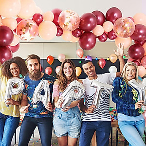 RUBFAC 65 Pcs 12 Inches Burgundy Balloons Arch Garland Kit, Champagne Gold and Burgundy Balloons, Rose Gold Confetti Balloons Confetti Balloons for Wedding Birthday Party Decorations