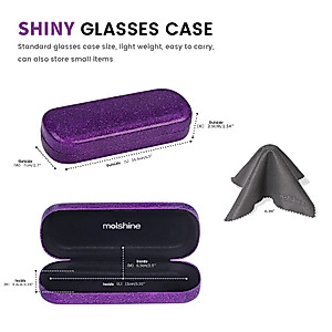 molshine Bling Hard Shell Glasses Case,Portable Sparkling Shiny Eyeglass Case for Men Women Girl Travel Study Work (Purple)