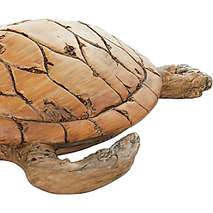 Driftwood Sea Turtle Statue Rustic Wood Look Garden Turtle Coastal Home Decor
