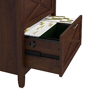 Bush Furniture Key West 2 Drawer Lateral File Cabinet in Bing Cherry
