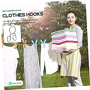 Cabilock 60 pcs Clothes Rail Windproof Clip Clothesline Pole Windproof Hooks Clothes Drying Fixed Hooks Pants Hanger Hooks Metal Clothes Hanger Metal Buttons Hangers for Pants Hanger Parts