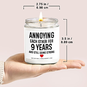 Younift 9 Years Candle, 9 Year Anniversary, Gifts for Him, Her, 9th Anniversary, Gifts for Husband, Wife, 9th Wedding Anniversary, Gifts for Couple, Funny Gifts, Pottery Anniversary