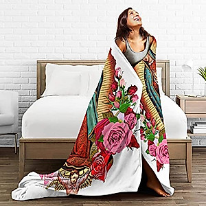Our Lady of Guadalupe Virgin Mary(1) Flannel Fleece Throw Blankets Super Soft Cozy Warm Plush Bedding for Adults Kids Lightweight Blankets for Couch,Sofa,Bed Halloween decor-50 x40