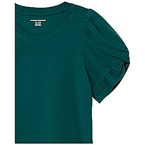 Amazon Essentials Women's Classic-Fit Twist Sleeve Crewneck T-Shirt, Forest Green, X-Large