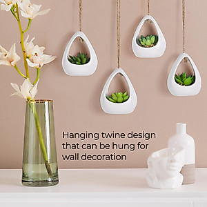 PETIARKIT Artificial Plants in Pot, 4pcs Fake Succulent, Hanging Potted Succulent Plants for Indoor Outdoor Decoration, Small Faux Plants for Bedroom, Bathroom, Office, Mall.