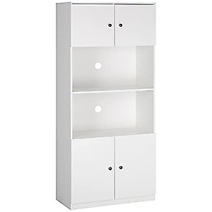 HOMCOM 71" Kitchen Buffet with Hutch, Pantry Storage Cabinet with Shelves, Open Microwave Countertop for Dining Room, Living Room, White