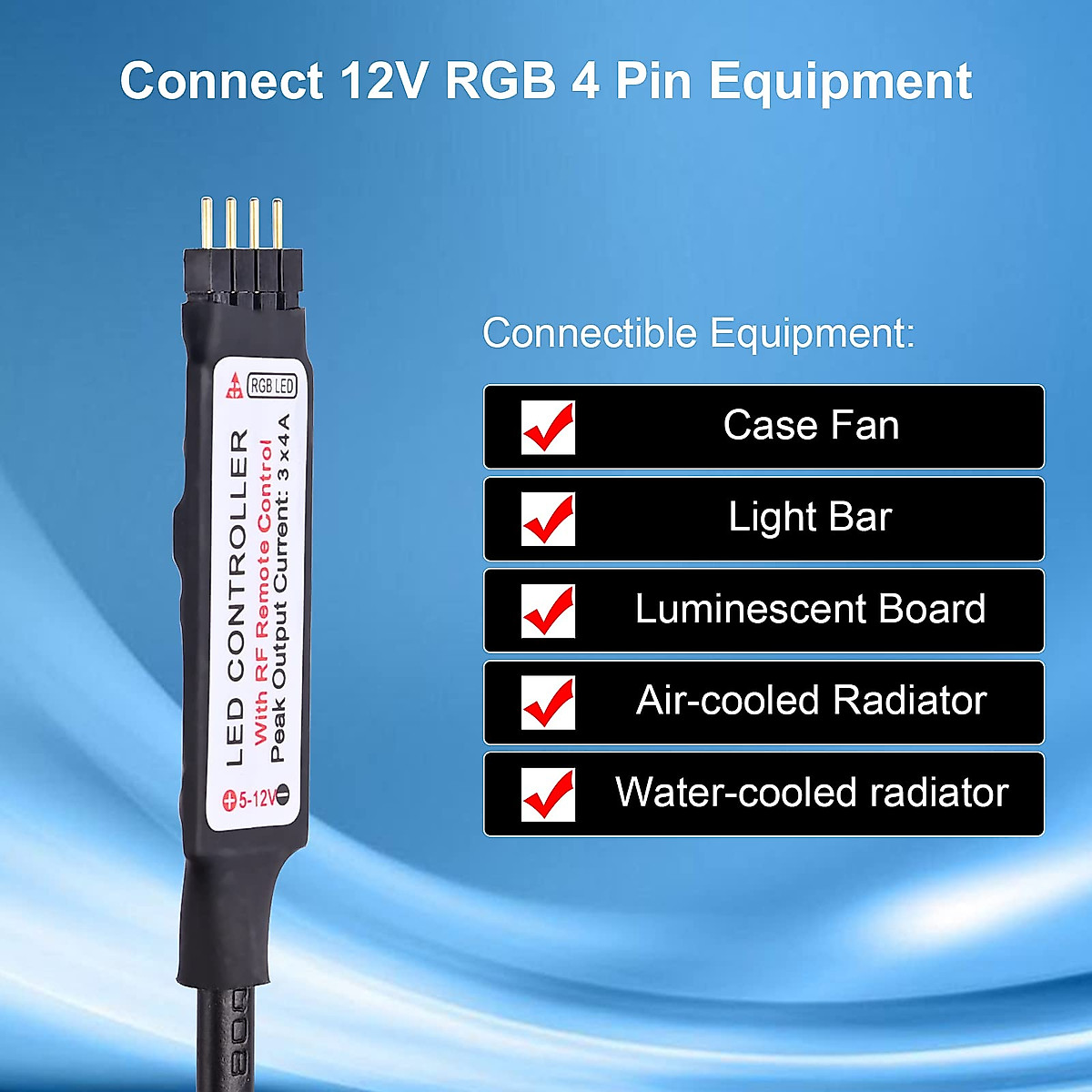 DS RGB Case Fans Controller Kit with 17Key Remote, Connect to DS RGB RAM Heatsink and DS PC RGB LED Strip (SATA Power Cable, O Series)