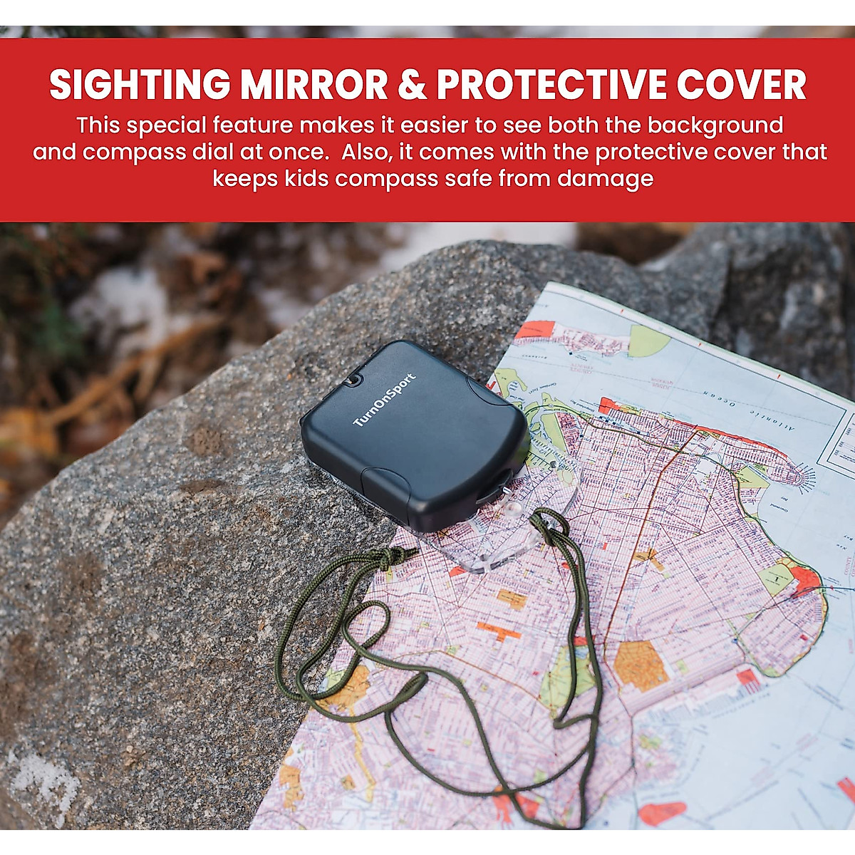 Sighting Compass Mirror Adjustable Declination - Boy Scout Compass Survival Camping | Base Plate Compass Kids Navigation | Orienteering Compass Hiking Map Read Military Compass Backpacking Clinometers
