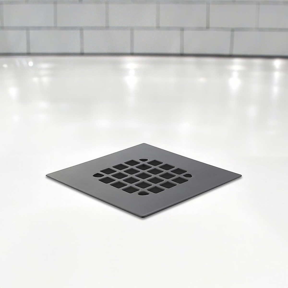 4-1/4” Square Snap-in Black Shower Drain - Matte Black Shower Drain - 4.25 inch Shower Drain Cover - Durable Square Shower Drain and Floor Drain Cover- **3" OD Snap-in Prong to Prong**