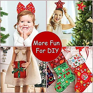 20 Pieces Christmas Fabric Fat Quarters Christmas Fabric Bundles Precut Fabric Squares Christmas Tree Snowflake Printed Fabric Scraps for Dress Apron DIY Crafts (Vivid Pattern, 10 x 10 Inch)