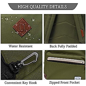 VASCHY Unisex Classic Lightweight Water-resistant Campus School Rucksack Travel BackPack Green Fits 15.6Inch Laptop