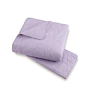 URBAN PLAYGROUND Solid Lavender Purple Hearts Kids Girls Cotton 4-Pc Quilt Set (Includes 2 Pillows) - Twin Size