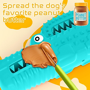 Zimtty Dog Toys, Squeaky Indestructible Dog Chew Toys for Aggressive Chewers, Tough Alligator Rubber Teething Chew Dog Toys for Large Medium Small Dog