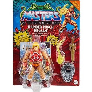 Masters of the Universe Origins Toy, He-Man Deluxe Thunder Punch Action Figure with Accessories, MOTU Collectible