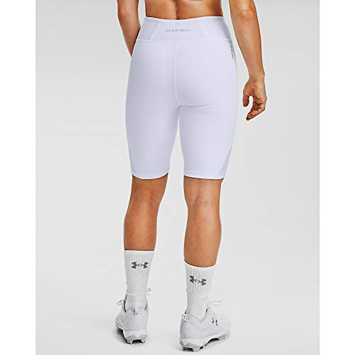 Under Armour Women's Soft Big Logo Sliding Shorts 20 , White (100)/Mod Gray , Medium