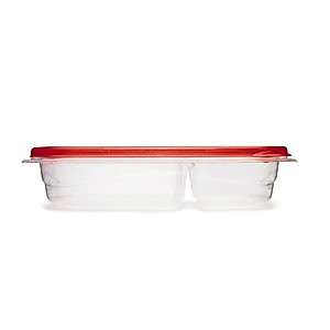 Rubbermaid TakeAlongs Divided Rectangular Food Storage Containers, 3.7 Cup, Tint Chili, 3 Count