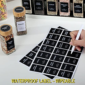 JARXSUN 24 Pcs Spice Jars with Bamboo Lids-4oz Glass Spice Jars with 4 of Sets Labels and Shaker Lids (24, 4 oz)