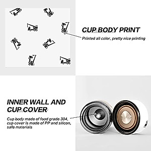 CaTaKu Mini Cute Truck Water Bottle Insulated 16 oz Stainless Steel Flask Thermos Bottle for Coffee Water Drink Reusable Wide Mouth Vacuum Travel Mug