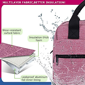 Lunch Bag for Men & Women Insulated Lunch Bags Large Box for Work Adult Reusable Lunch boxes Cooler Tote (Pink)