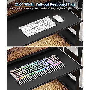 Tribesigns Computer Desk with 3 Drawers, 63 inch Home Office Desk with Monitor Shelf, Industrial Reversible Long PC Gaming Desk with Keyboard Tray, Study Writing Table Workstation, Vintage Brown