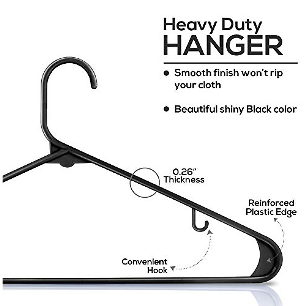 Utopia Home Plastic Hangers Value Pack of 100 - Clothes Hanger with Hooks - Lightweight & Space Saving Plastic Hangers - Durable, Slim & Sleek Grey & Black Hangers