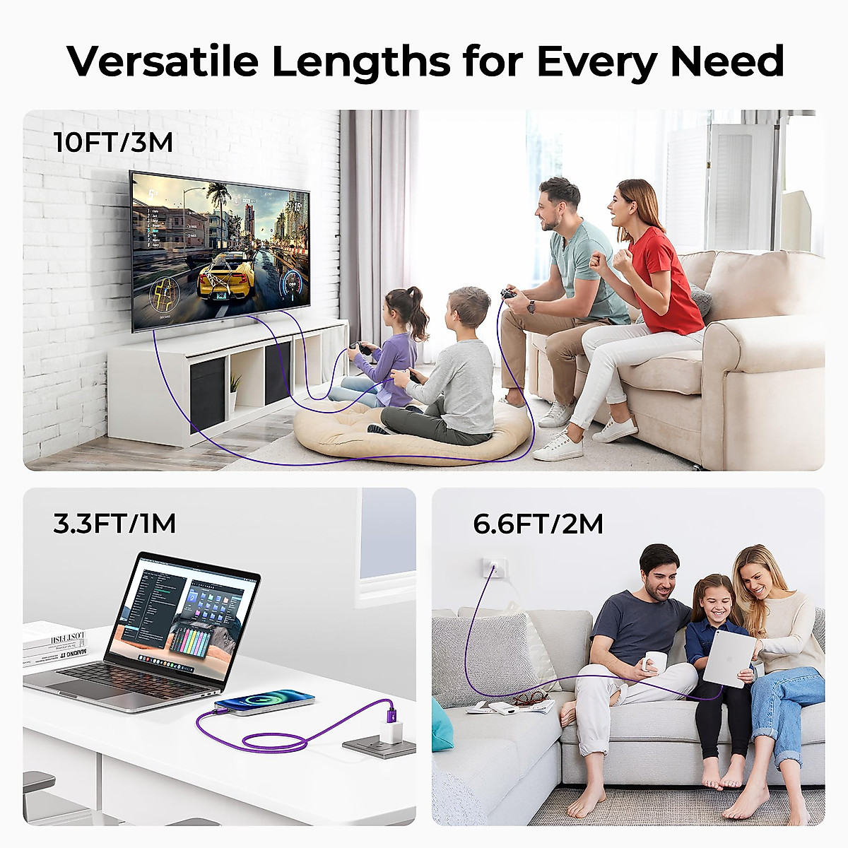 Basesailor USB Type C Charger Cable 6.6FT 2 Pack,Charging Cord for Kindle Fire HD 10 9th 2019,8 10th 2020,Paperwhite 2021 11th Generation,iPad Air 4 5th Mini 6,Samsung Galaxy A53 A14 A34 Z Flip Fold 5