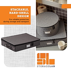 storageLAB China Storage Containers, Containers for Organizing, Hard Shell Case, Felt Plate Dividers, Moving Supplies, Storage Box, Wine, Dishes, Glasses Storage, Charger Plates Storage Containers