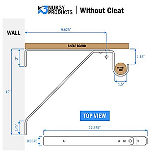 Nuk3y Heavy Duty Adjustable Shelf Rod Support Bracket (White)