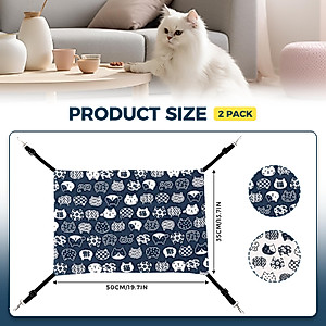 Cat Hammock for Cage Hanging Reversible 2Pack,Pet Hammock Bed Adjustable,Soft Sleeping Hammock for Cats,Ferret,Puppy,Rabbits,Small Animals (M, CAT)