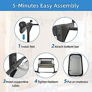 IKOMZY Baby Bassinets Bedside Sleeper, Bedside Bassinet for Baby, Lightweight Portable Bedside Crib with Airflow Mesh and Adjustable Heights