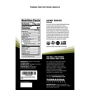 Terrasoul Superfoods Organic Hemp Seeds, 16 Oz, Versatile Superfood for Smoothies, Salads, and Grain-Free Toppings