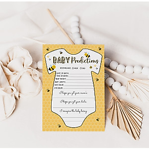 Your Main Event Prints Baby Shower Games Advice, Wishes, and Prediction Cards (Neutral Bee Yellow) - 50 Pack Gender-Neutral Baby Shower Activity for Guests