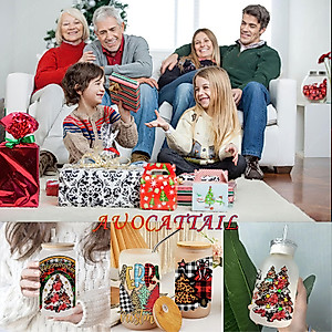 AUOCATTAIL Christmas 3D UV DTF Transfer Stickers, 6 Sheet Christmas Tree Xmas Wreath Merry Christmas Cup Wrap Transfer Stickers Waterproof Rub on Transfers for Crafting