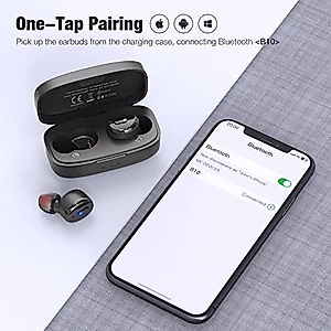 Wireless Earbuds Boean Mini Bluetooth Headphones with Charging Case 46H Playtime IPX8 Waterproof Earbuds Button Control Deep Bass Earphones Built in Mic Light-Weight HD Stereo Headset for Sports Black
