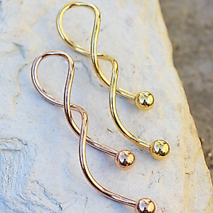Gold Plated Spiral WildKlass Navel Rings (14GA Yellow Gold)