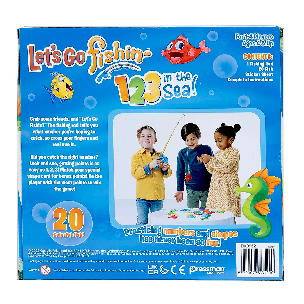 Pressman Let’s Go Fishin’ 123 in The Sea! - Practice Counting, Shapes, and Colors Game - Ages 4 and Up, 1-4 Players