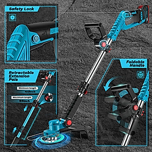 Saker String Trimmer Cordless Electric, Weed Wacker Battery Operated with 2X22V Batteries, 13 inch Weed Eater Cordless with Brushless Motor, Weed Wacker Electric for Home Garden and Yard