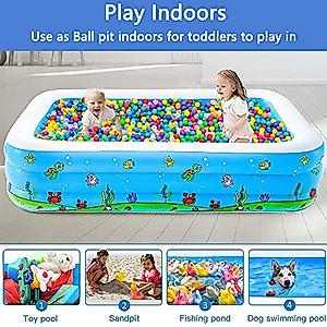 Inflatable Swimming Pool, TUBYIC Swimming Pool, 108“ x69” x24“ Full-Sized Family Inflatable Pools for Adults, Placed Room, Garden, Backyard, Outdoors Summer Water Party