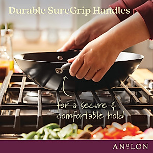 Anolon Advanced Home Hard-Anodized Nonstick Open Stock Cookware- Woks (14-Inch Covered Wok, Onyx)