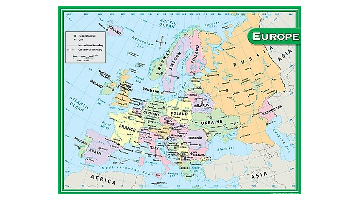 Teacher Created Europe Map Chart | Multi-Color & Durable